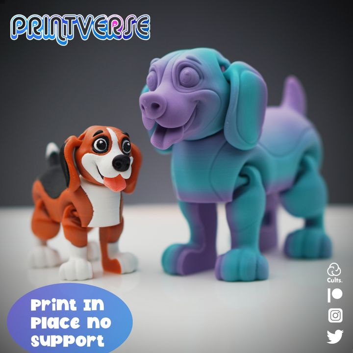3D Printable Flexy Print In Place Beagle by Printverse